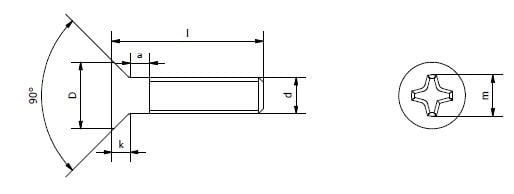 DIN 965 / ISO 7046 / UNI 7688 Titanium gr2 : Cross recessed countersunk ...