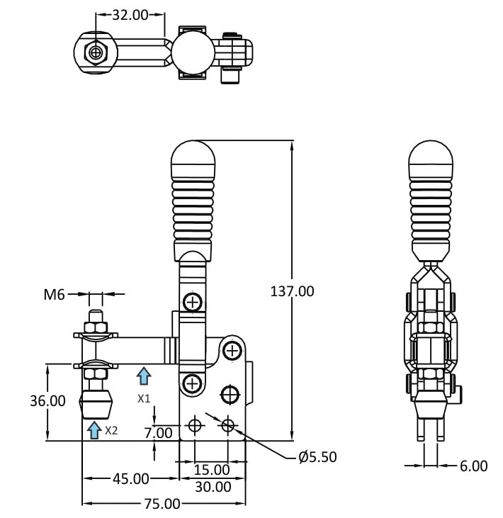 Elesa Ganter clamp - GN 810.1-75-B : Vertical Hold Down Action